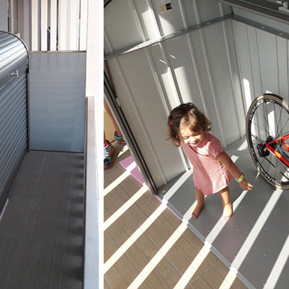 Rolluikbox van metaal voor de tuin: fiets stallen - Biohort België