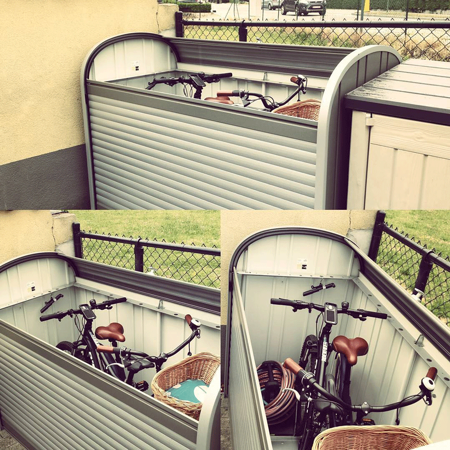 Rolluikbox van metaal voor de tuin: fiets stallen - Biohort België